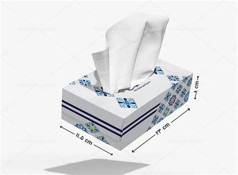 طرح جعبه دستمال کاغذی سنتی آبی گرافیک با طعم تربچه طرح لایه باز