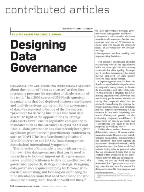 Designing Data Governance Pdf Governance Metadata