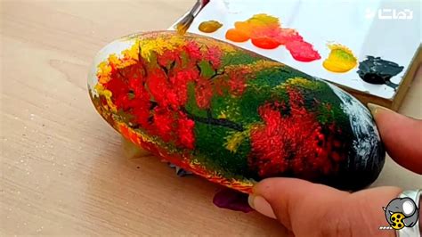 آموزش نقاشی روی سنگ طرح جنگل فیلو