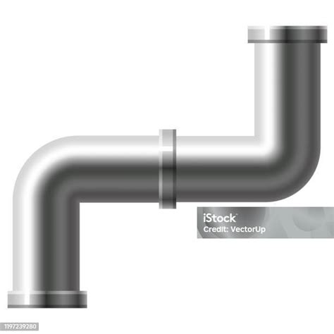 파이프 스테인레스 스틸 금속 배관 피팅 파이프 라인 물 연료 또는 가스 파이프 하수 정유 산업 파이프 라인 주택 하수 건설 및 산업 압력 기술 사실적인 스타일 벡터