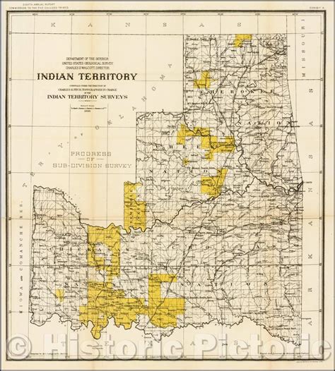 Historic Map Indian Territory 1898 United States Department Of The