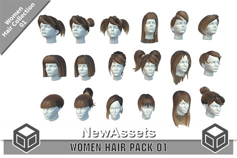 Women Hair Collection 01 3d Props Unity Asset Store Women Hair Collection 01 3d Props Unity Asset Store