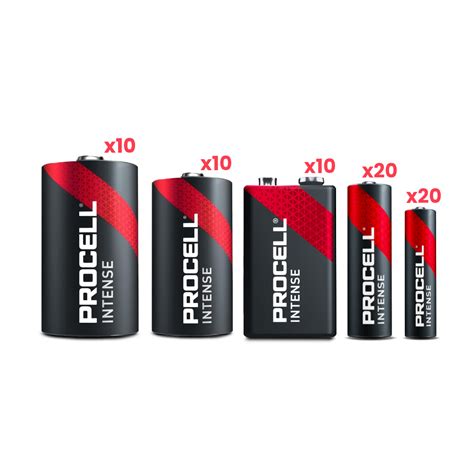 Procell Intense Battery Bundle 20 Aa 20 Aaa 10 C 10 D 10 9v