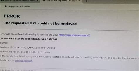 explicando el error masivo certificado expirado al intentar acceder a la plataforma prescrypto