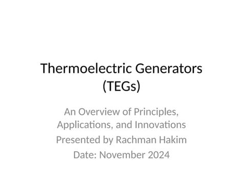 Thermoelectricgeneratorpresentationpptx