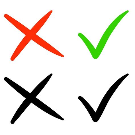 Tick And Cross Signs False And True Right And Wrong Icons Correct And Incorrect Accept And