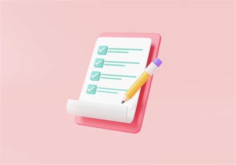 분홍색 배경에 체크리스트와 연필이 있는 3d 클립보드 작업 계획 및 구성 빠른 체크리스트 메모장 프로젝트 계획 확인 표시가 있는 문서 3d 아이콘 렌더링 그림 프리미엄 사진