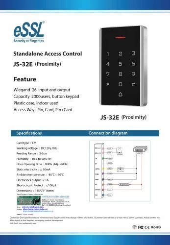 Led Essl Js 32e Rfid Access Control Reader Standalone At Rs 1800 In