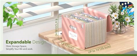 Accordion File Organizer 13 Pockets Wheat Straw Expanding File Folder Portable