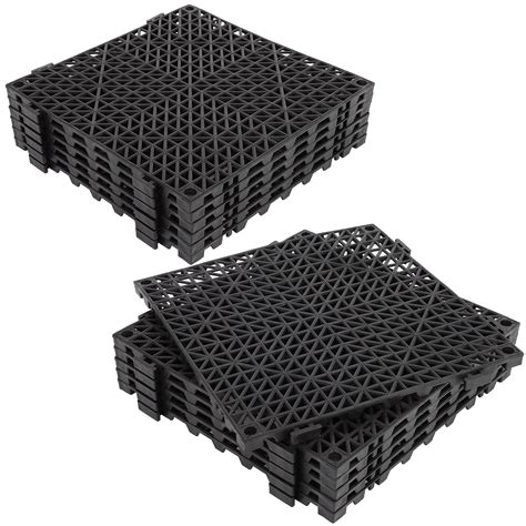 12x12 Interlocking Rubber Floor Tiles Black Non Slip Tiles 12 Packs