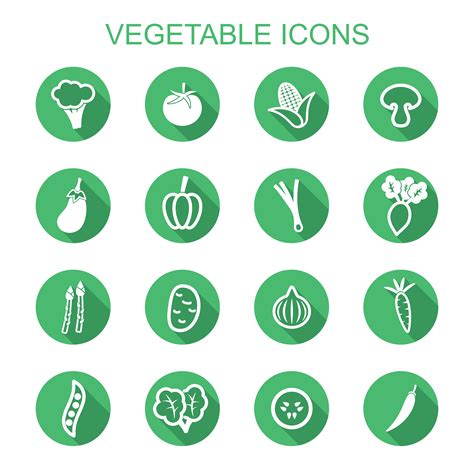 Vegetable Long Shadow Icons 650222 Vector Art At Vecteezy