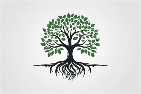 Premium AI Image A Tree With Leaves And Roots Logo Icon