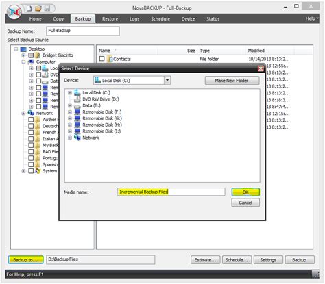 how to set up an automatic backup using novabackup