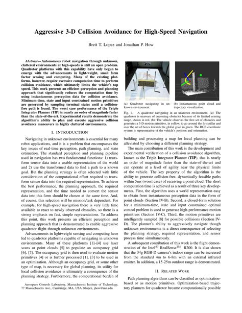 PDF Aggressive 3 D Collision Avoidance For High Speed Navigation