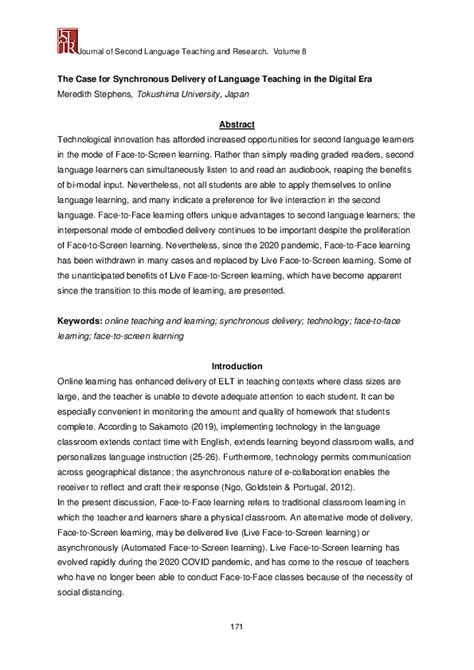 Pdf The Case For Synchronous Delivery Of Language Teaching In The Digital Era