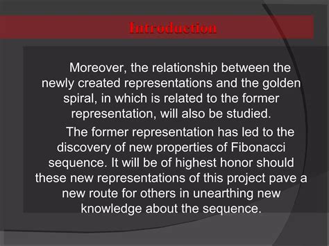 Geometric Representation Of Fibonacci Sequence Ppt