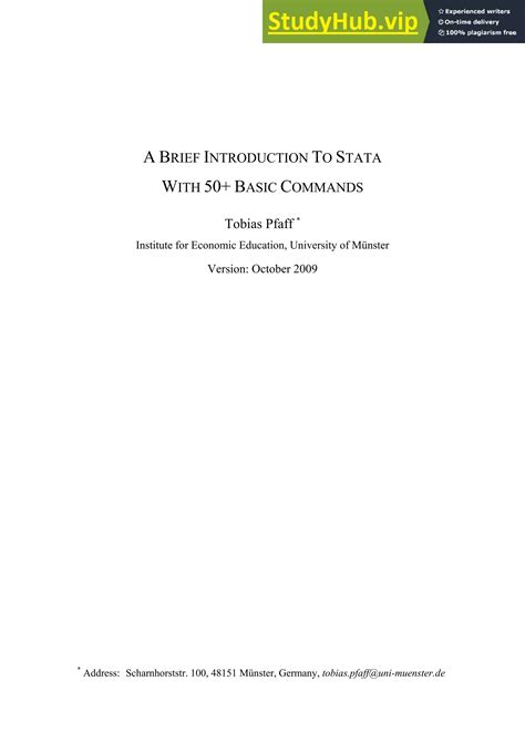 A Brief Introduction To Stata With 50 Basic Commands Pdf