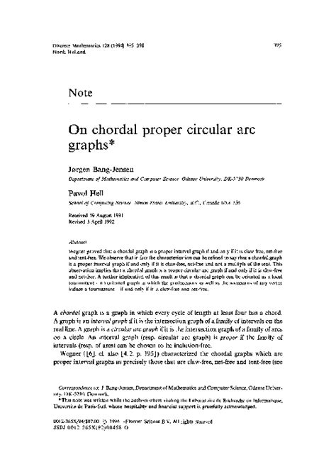 Pdf On Chordal Proper Circular Arc Graphs Pavol Hell