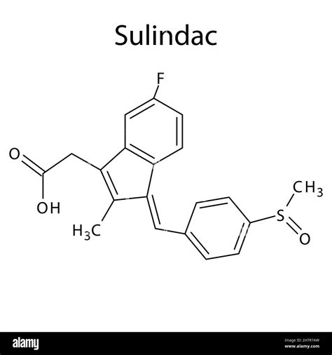 Sulindac Molecular Structure Flat Skeletal Chemical Formula Nsaid Drug Used To Treat