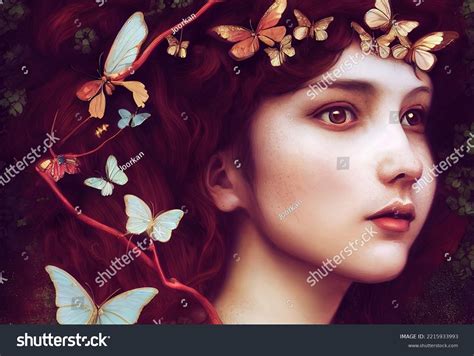 Fairy Bikini Butterfly Crown Art Nouveau Stock Illustration Shutterstock