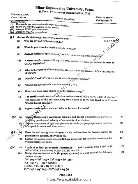 Btech 1 Sem Chemistry 100103 2023 Pdf