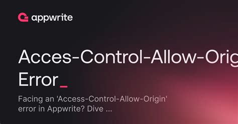 Acces Control Allow Origin Error Threads Appwrite
