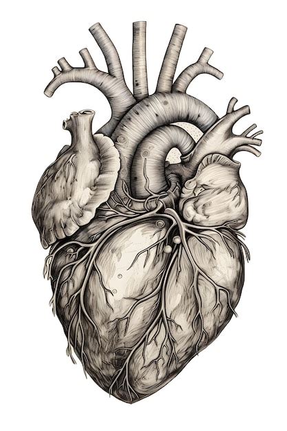 Premium Ai Image Human Heart Line Art Generative Ai