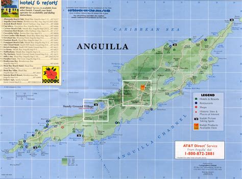 Large Detailed Road Map And Tourist Map Of Anguilla With Hotels