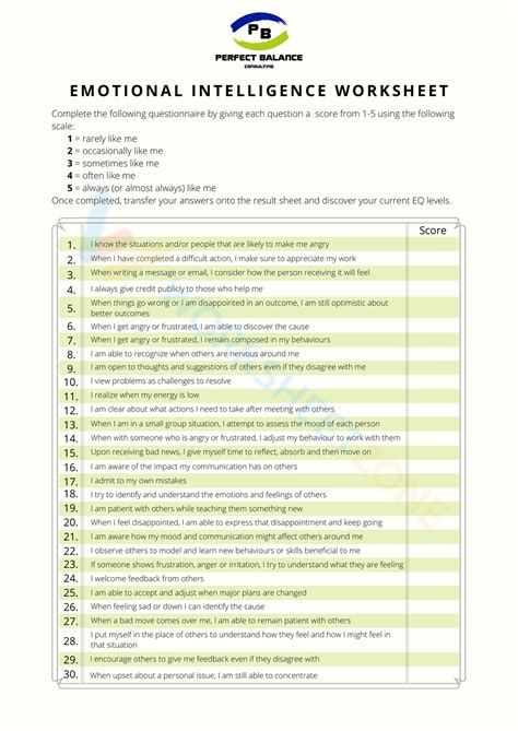 Printable Emotional Intelligence Assessment