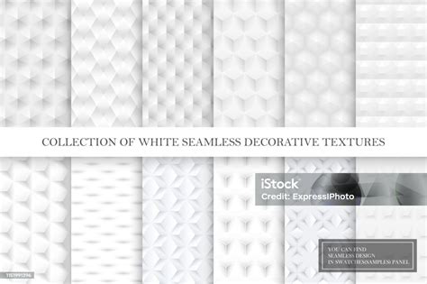 흰색과 회색 타일 원활한 장식 부드러운 질감의 컬렉션입니다 기하학적 반복 배경 0명에 대한 스톡 벡터 아트 및 기타 이미지 0명 3차원 형태 가리기 Istock