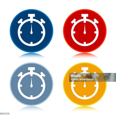 스톱워치 아이콘 트렌디 플랫 라운드 버튼 세트 일러스트 디자인 0명에 대한 스톡 벡터 아트 및 기타 이미지 0명 개념 개념과 주제 Istock