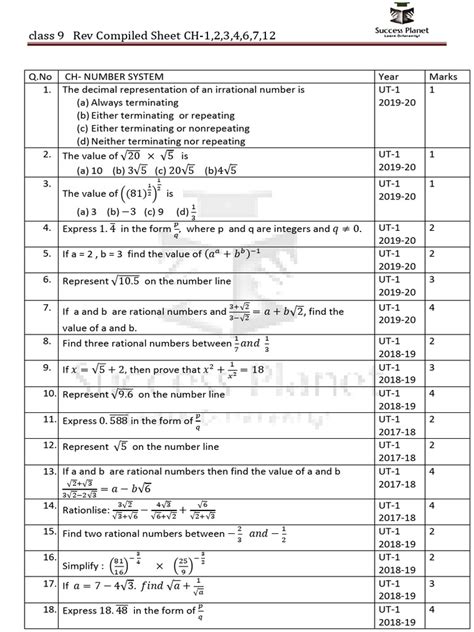 Class 9 Revision Compiled Sheet Pdf Factorization Triangle