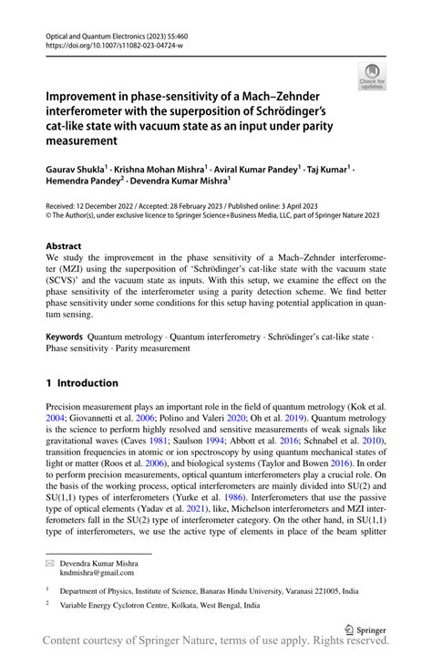 Improvement In Phase Sensitivity Of A Machzehnder Interferometer With