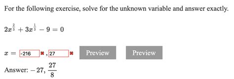 Solved For The Following Exercise Solve For The Unknown Chegg