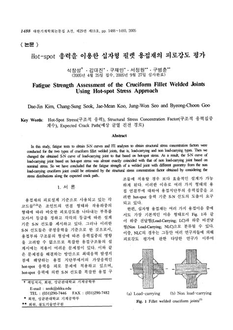 Pdf Fatigue Strength Assessment Of The Cruciform Fillet Welded Joint Using Hot Spot Stress