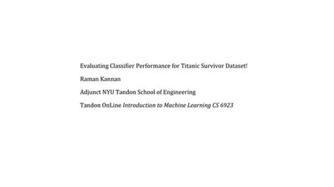 Evaluating Classifierperformance Ml Cs6923 Ppt