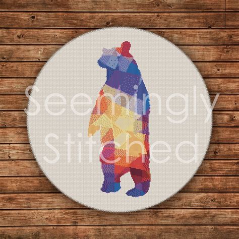 Counted Cross Stitch Pattern Bear Instant Digital Download Etsy
