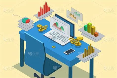 d 等距平面设计业务战略概念矢量插图 数据分析 笔记本电脑和信息图形元素