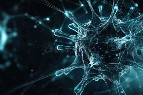 Detailed 3d Visualization Of A Virus Structure Showing Capsid And Spikes With Glowing Molecular