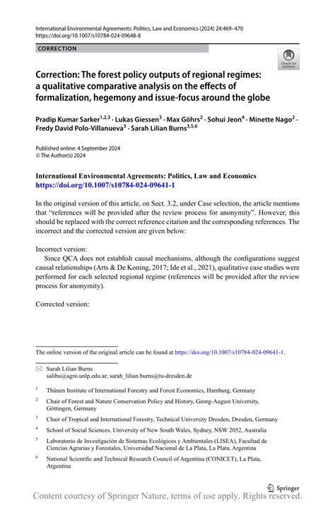 Pdf Correction The Forest Policy Outputs Of Regional Regimes A