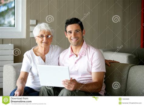 Senior Woman Using Laptop Stock Photo Image Of Intelligent