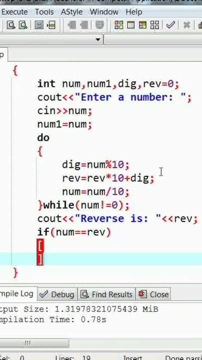 Cpp Check Number Is Palindrome Or Not Coding Programming Awadh
