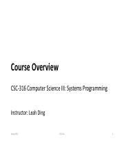 Lecture01 Overview Pdf Course Overview CSC 316 Computer Science III