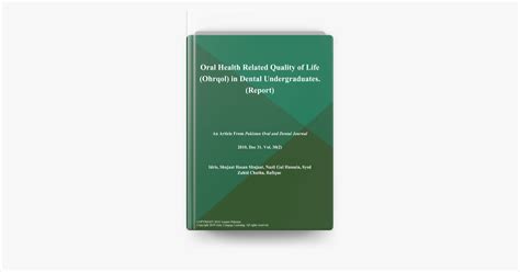 ‎oral Health Related Quality Of Life Ohrqol In Dental Undergraduates