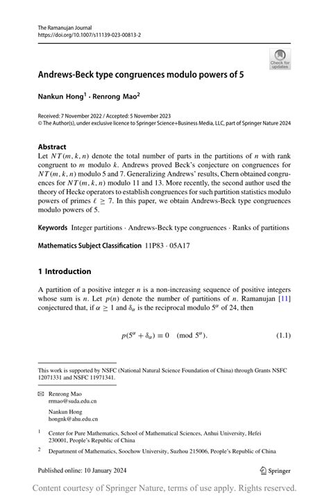 Andrews Beck Type Congruences Modulo Powers Of 5