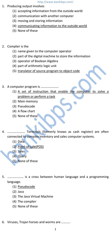 Ibps Clerk Computer Questions