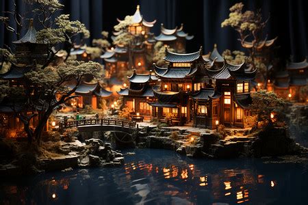 3D中式园林建筑景观插画图片下载 正版图片600679948 摄图网