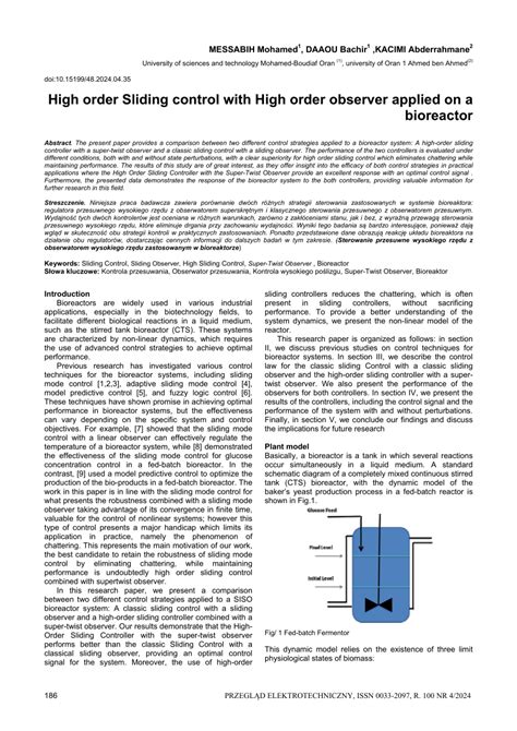 Pdf High Order Sliding Control With High Order Observer Applied On A