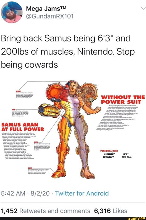 Mega Bring Back Samus Being 63 And 200lbs Of Muscles Nintendo Stop