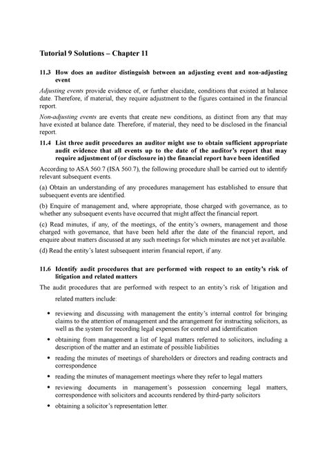 week 9 tutorial solutions tutorial 9 solutions chapter 11 11 how does an auditor distinguish